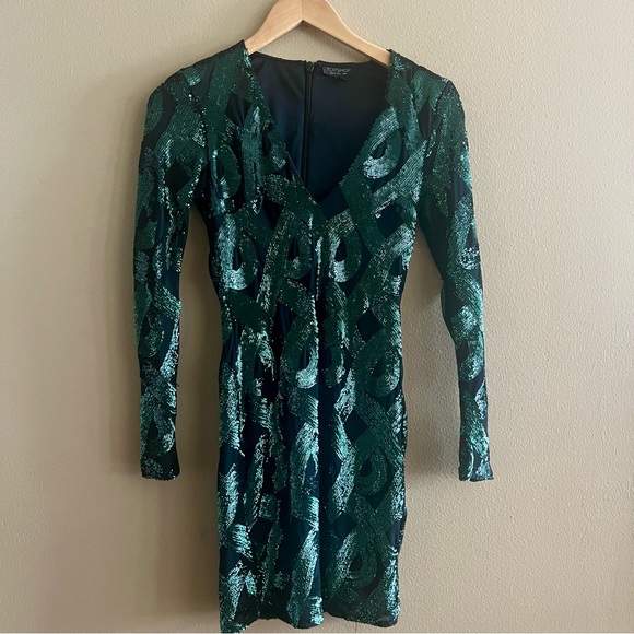 Topshop | Dresses | Nwot Emerald Green Sequin Bodycon Dress | Poshmark